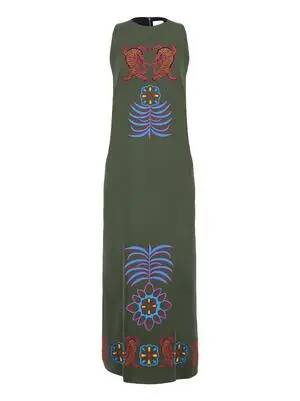 PAULA Embroidered Sleeveless Maxi Dress - Multicolour
