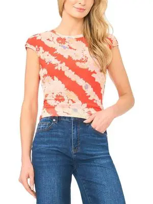 Ted Baker London Floral Drop Shoulder T-shirt - Fire Orange