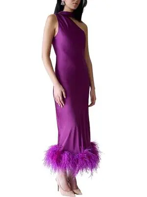 VASILIKI Liya One Sleeve Maxi Dress Amethyst