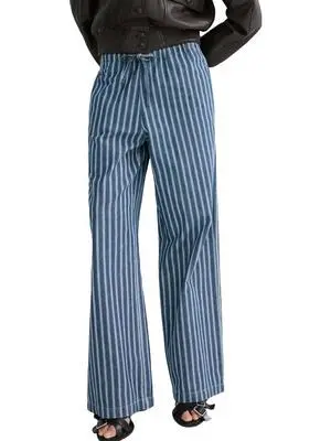 Mango Straight Leg Drawstring Pants - Blue