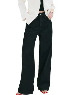 Mango High Waist Balloon Jeans - Black