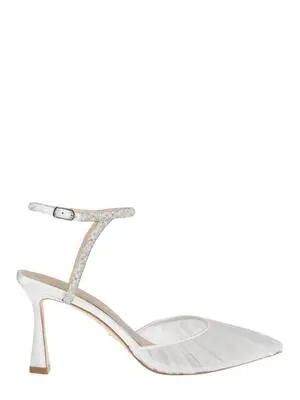HARLO AUSTRALIA Georgia Pearl Pleated Tulle Heels - Soft White Satin