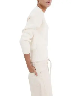 Mango V-neck Ribbed Sweater - Ecru