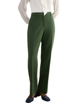 HOBBS LONDON Bess High-waisted Straight-leg Trousers - Khaki