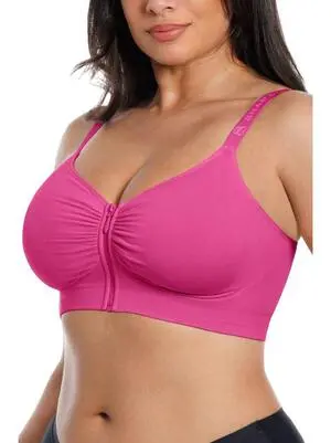 SHAPELLX Skin Flow Seamless Front-zip Wireless Bra - Fuchsia