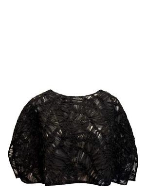 CONTESSA MILLS Sheer Abstract Lace Shawl - Black