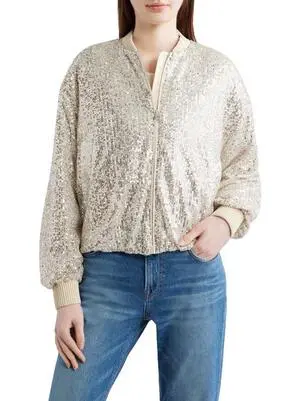 Hugo Boss Sequin Bomber Jacket - Open Beige