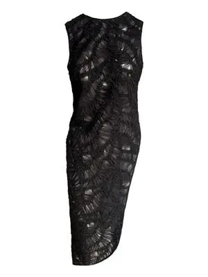 CONTESSA MILLS Fleur Sheer Italian Lace Asymmetrical Sleeveless Top - Black