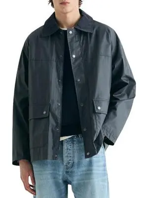 SCALPERS Waxed Cotton Jacket With Snaps - Darknavy
