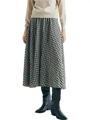SCALPERS Plaid Pleated Midi Skirt - Pinkcheck