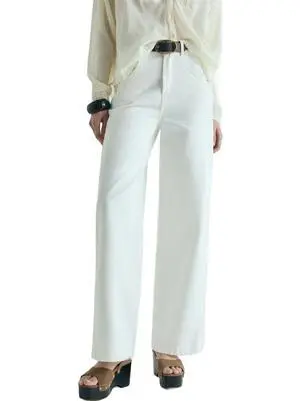 SCALPERS Contrast Stitching High-waist Jeans - Ecru