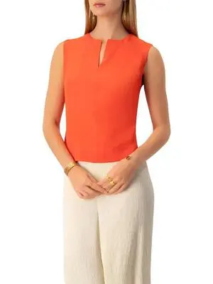 IVONNE Sleeveless Top With V-neckline - Orange