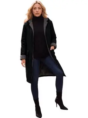 Roaman's Hooded Fleece-Lined Nylon Jacket Black