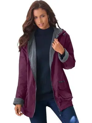 ROAMAN'S Hooded Fleece-lined Nylon Jacket - Dark Berry