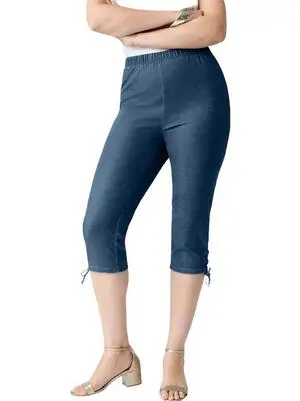 ROAMAN'S Comfort Stretch Lace-up Capri Jeans - Medium Stonewash