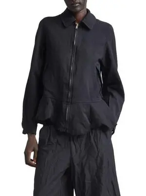 COMME DES GARÇONS Raw Edge Gabardine Peplum Jacket