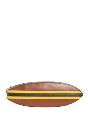 Staud Leather Surfboard Clutch Tabacco