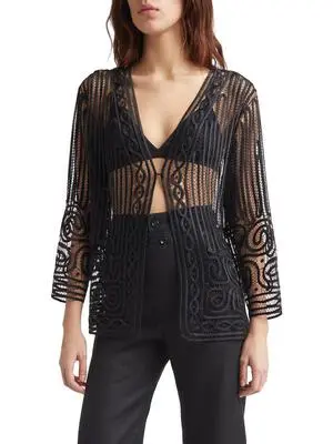 BODE Threadwork Silk & Cotton Overshirt - Black