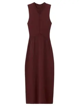 Mango Knit Column Midi Dress - Wine