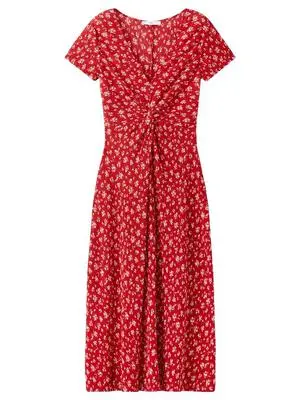 Mango Printed Midi Dress - Red