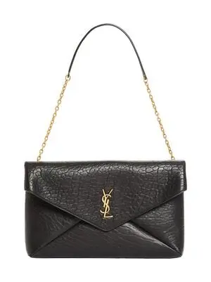 Saint Laurent Cassandre Lambskin Pouch With Chain Noir