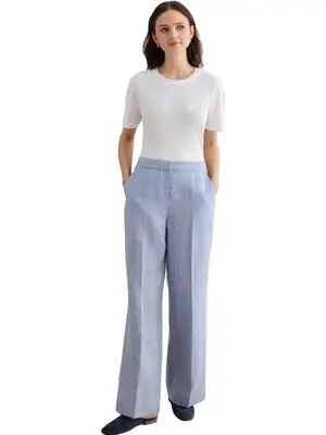 HOBBS LONDON Estella Mid-Rise Wide-Leg Linen Trousers