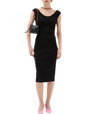 Versace Cotton-blend Sweater Dress With Plunge Back - Black