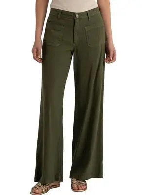 Kut From The Kloth High Waist Wide Leg Linen Blend Pants Forest