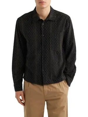 PERCIVAL Leland Stripe Boxy Button-up Shirt - Black