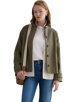 HOBBS LONDON Collared Cropped Trench Coat - Olive Green