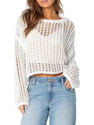 Roxy Lost At Sea Open Stitch Crop Sweater Cloud Dancer