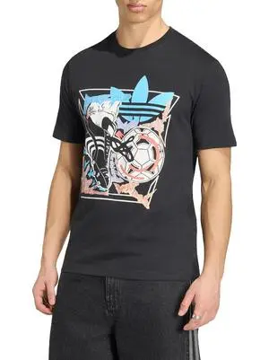 Adidas Anime Soccer Cotton Graphic T-shirt - Black//