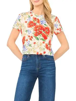 Ted Baker London Floral Knit T-shirt - Fire Orange