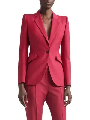 Alexander McQueen Single-breasted Wool & Mohair Jacket - Raspberry