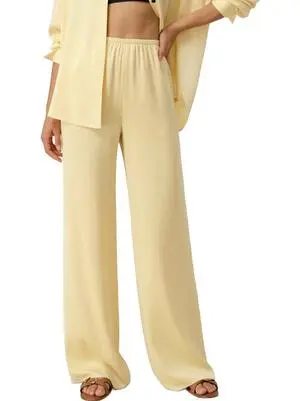 Lilysilk Stretch Silk Georgette Straight Leg Pants - Butter