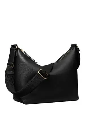Tory Burch Leather Slouchy Crossbody Bag - Black