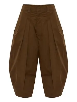 LEMAIRE Pleated Bermuda Shorts - Brown