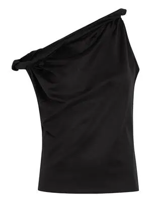 RÓHE Twisted Cotton-Blend Top Black