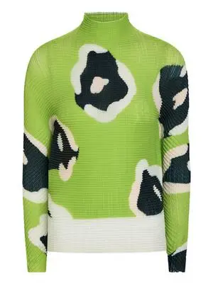 ISSEY MIYAKE Printed Pleated Woven Top