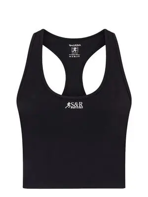 Sporty & Rich Runner Sports Tech-Jersey Cropped Tank Top Black
