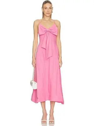 ELLIATT Miri V-neck Bow Midi Dress - Bubblegumpink