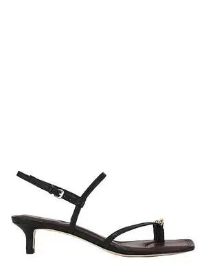 Vince Polli Kitten Heel Sandals With Ankle Strap And Metal Accent - Black