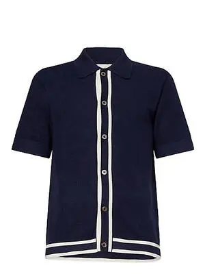 CHE Jorge Button-through Knitted Polo Top Xxl - Navy