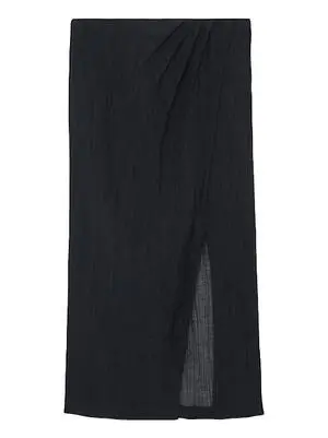 REISS Wrap-front Cotton-blend Maxi Skirt - Navy