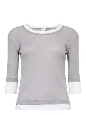 Gimaguas Gemma Double-Edge Cotton-Jersey Top Grey