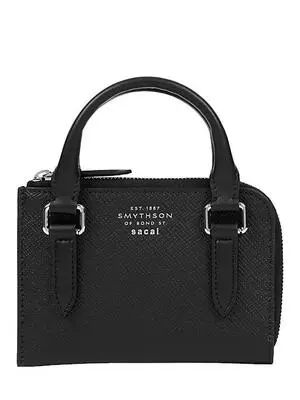 Smythson X Sacai Panama Small Flat Leather Pouch - Black