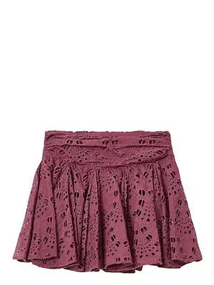 ALLSAINTS Dotty Gathered-Waist Woven Mini Skirt Raspberry Pink