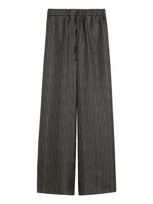 Max Mara Silk Stripe Drawstring Trousers - Black