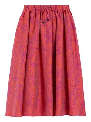 Max Mara Cotton-Silk Printed Midi Skirt Yellow