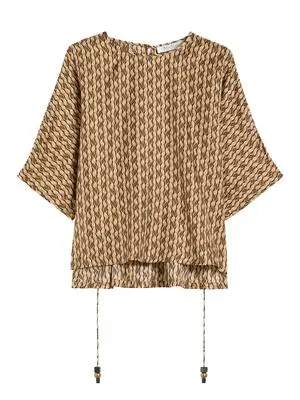 Max Mara Printed Silk Short-sleeve Blouse - Beige